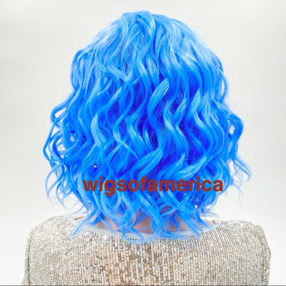 Hair | Blue Wig Curly With Bangs | Poshmark